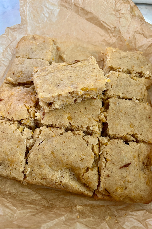 Peach Snack Cake - Messy Bun Motherhood